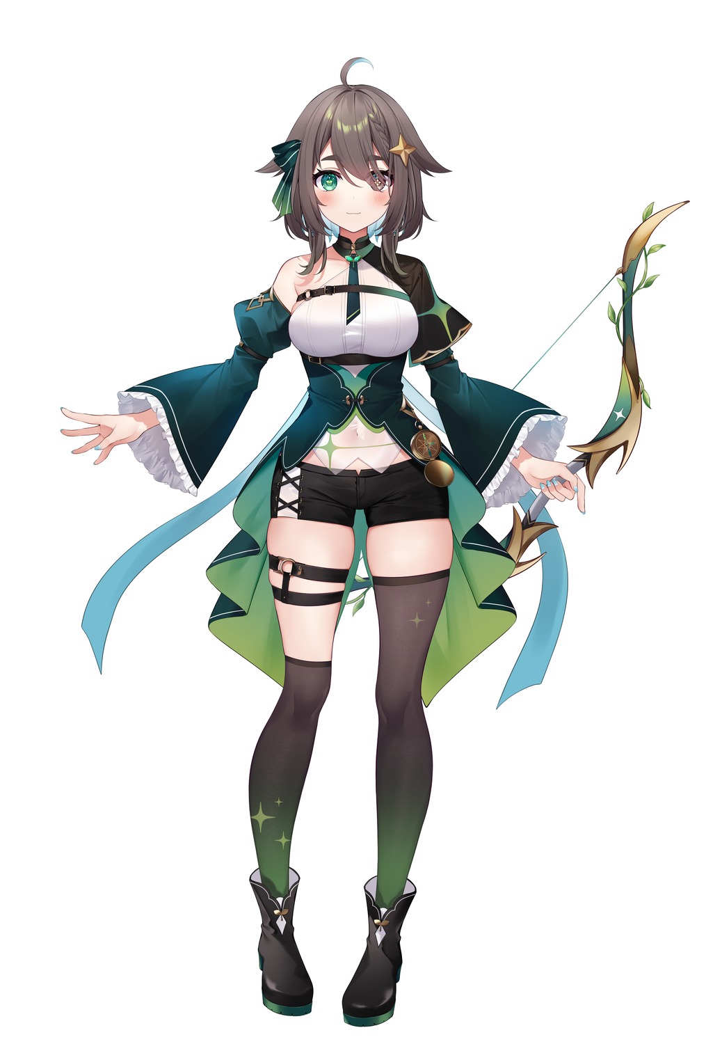 kisaragi yuri meica ch. meica (vtuber) garter heels heterochromia see through thighhighs weapon ...